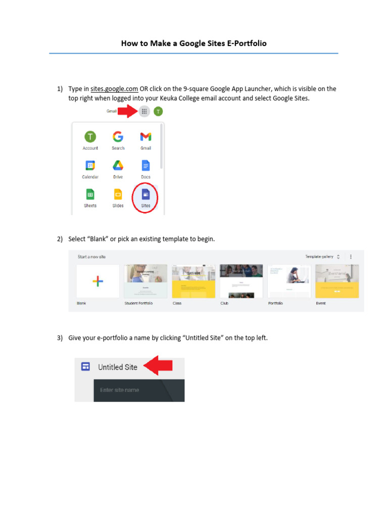 How to Make a Google Sites E-Portfolio (New Sites) | PDF