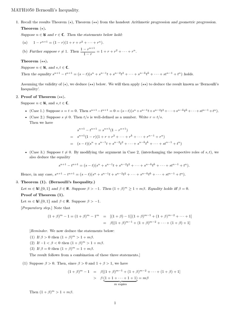 Bernoulli | PDF | Infinity | Theorem