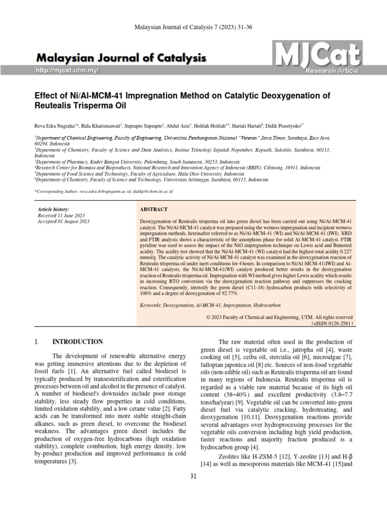 Jurnal of Catalys | PDF | Biodiesel | Acid