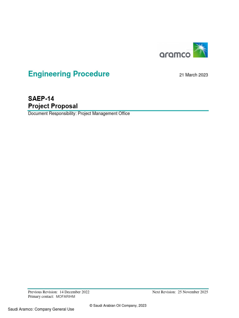 Saudi Aramco Project Proposal Guidelines | PDF | Project Management ...