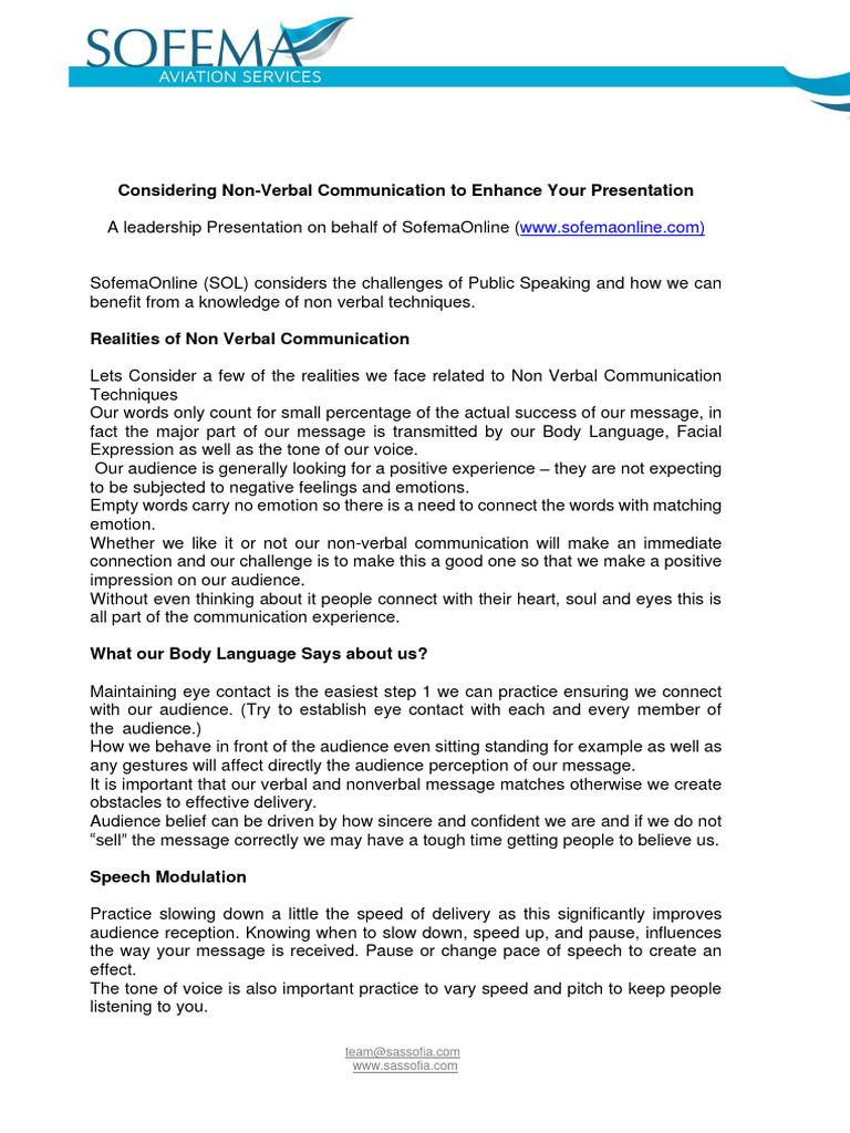 Considering Non Verbal Communication To Enhance Your Presentation | PDF ...