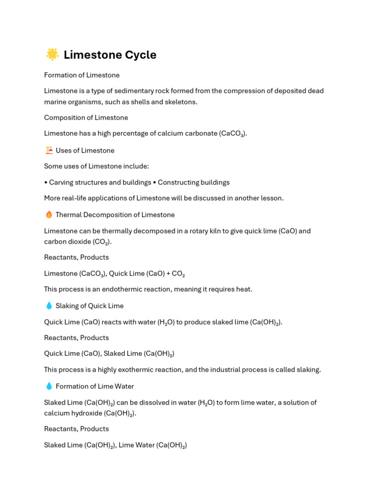 ? Limestone Cycle | PDF | Atmosphere Of Earth | Chemical Reactions
