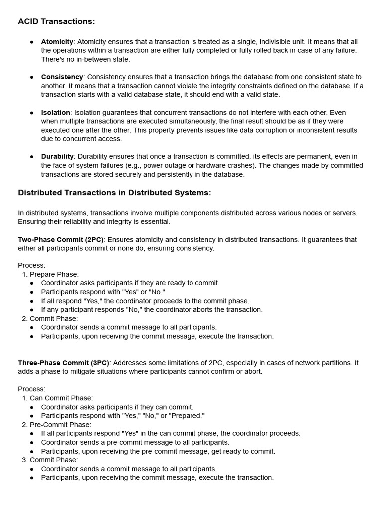 Distributed Transactions, ACID, BLOB | PDF | Database Transaction | Acid