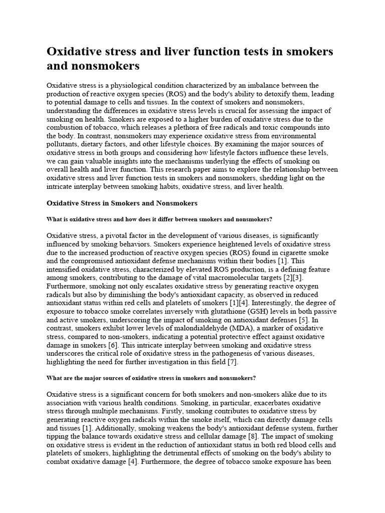 Oxidative Stress and LFT | PDF | Oxidative Stress | Antioxidant