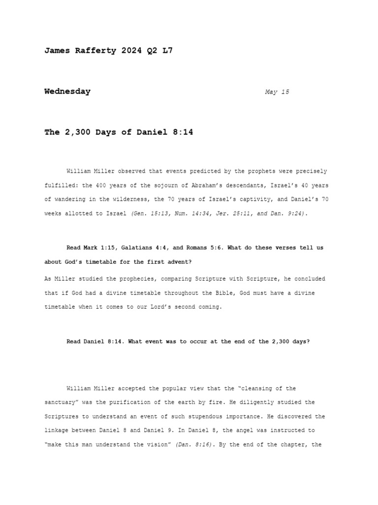 Understanding Daniel's 2300 Days | PDF | Jesus | Prophecy
