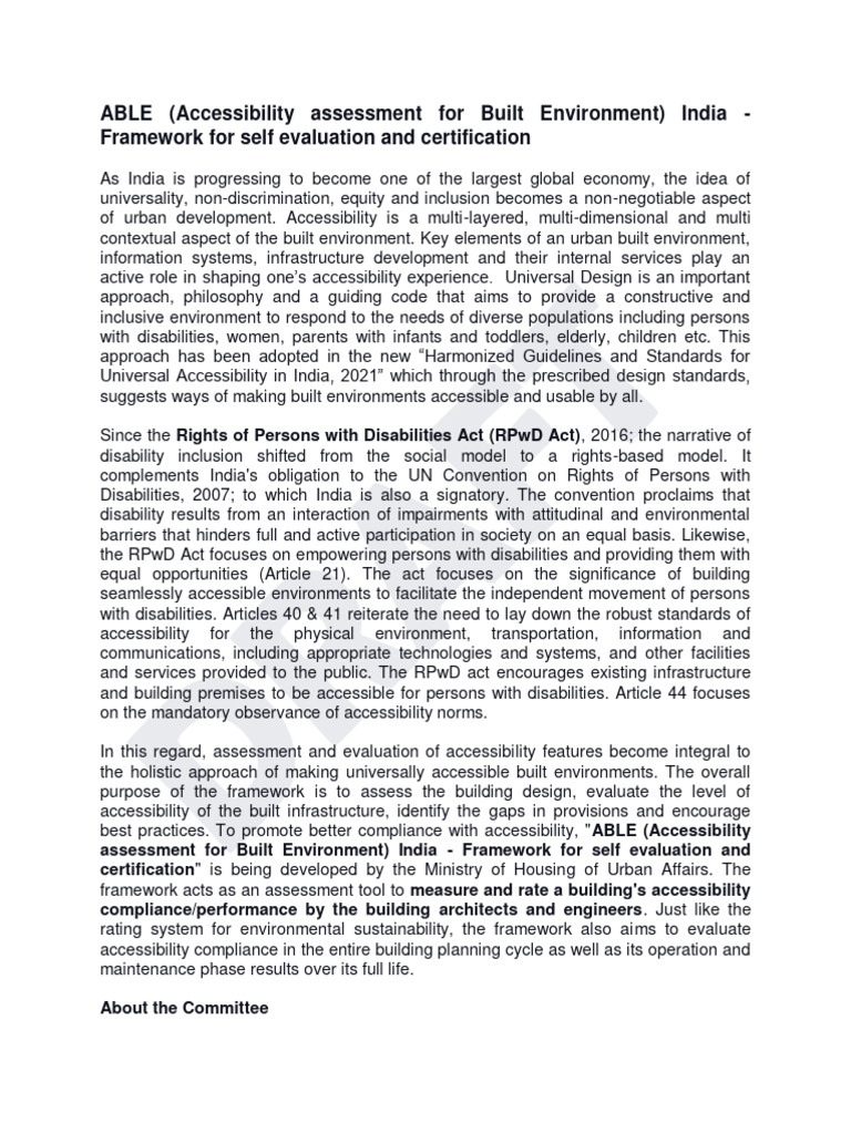 Guidelines For Self Certification of Accessible Building | PDF ...