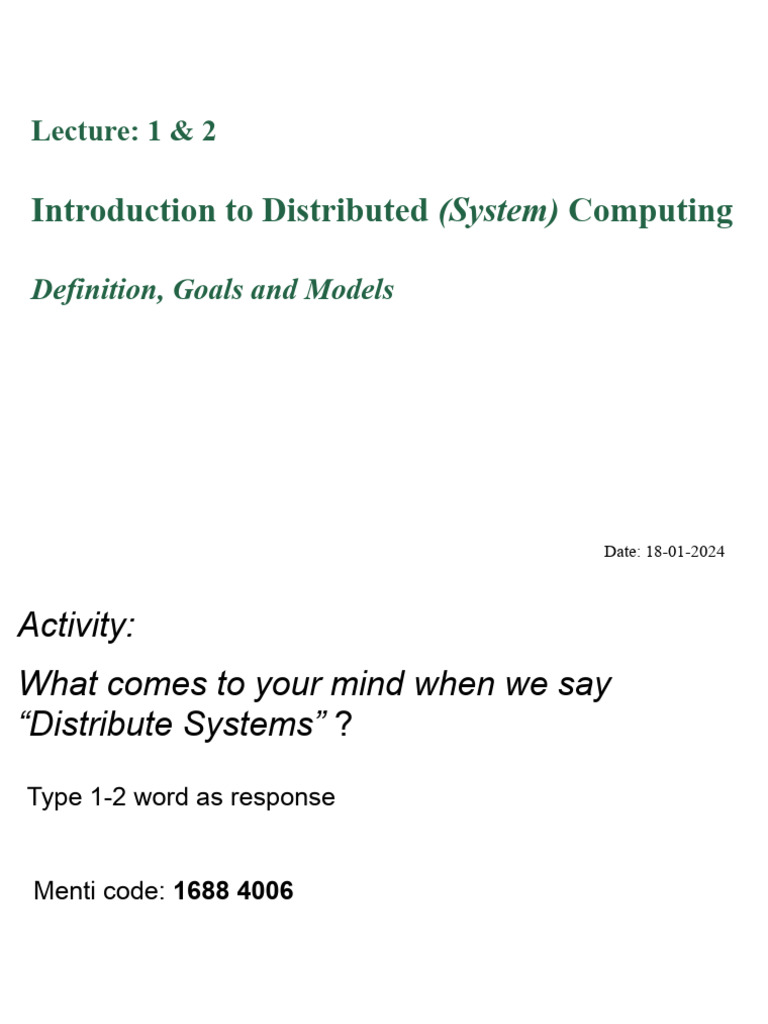 Introduction to Distributed Computing | PDF | Distributed Computing ...