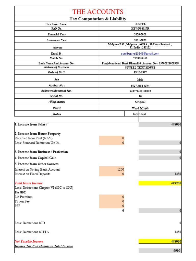 Tax Computation | PDF | Income | Taxes