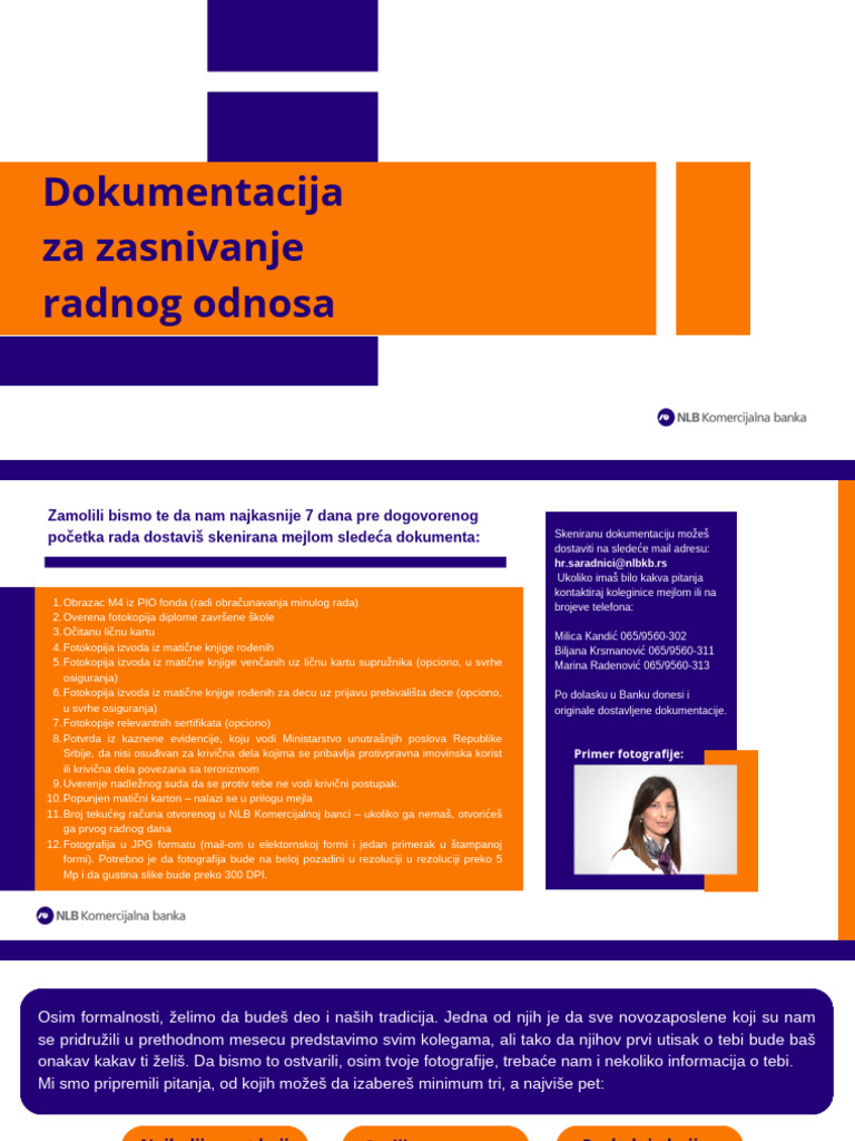 Dokumentacija Za Zasnivanje Radnog Odnosa Trenutno | PDF