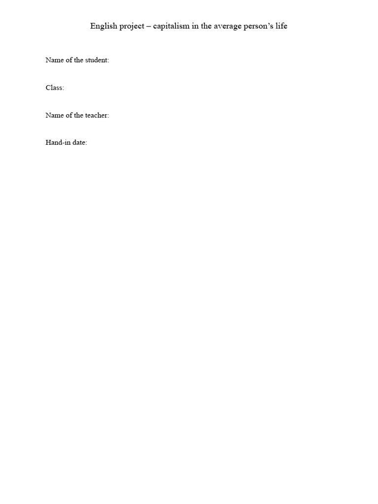English Project Class 12 Pdf Capitalism Interest