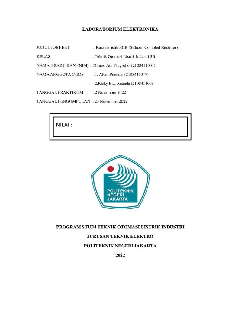 Karakteristik SCR - Dimas Adi Nugroho - TOLI 3B - 2103411004 | PDF