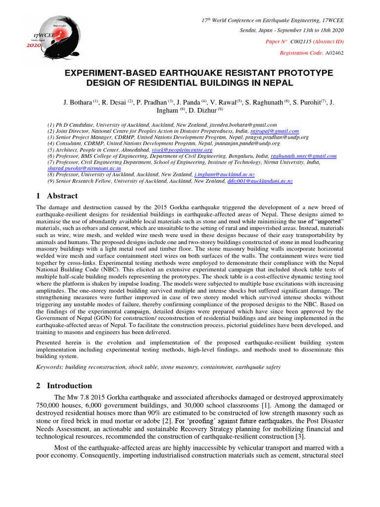 C002115 - EXPT-BASED EQ-RESIS RESIDENTIAL BUILDINGS IN NEPAL - Bothara ...