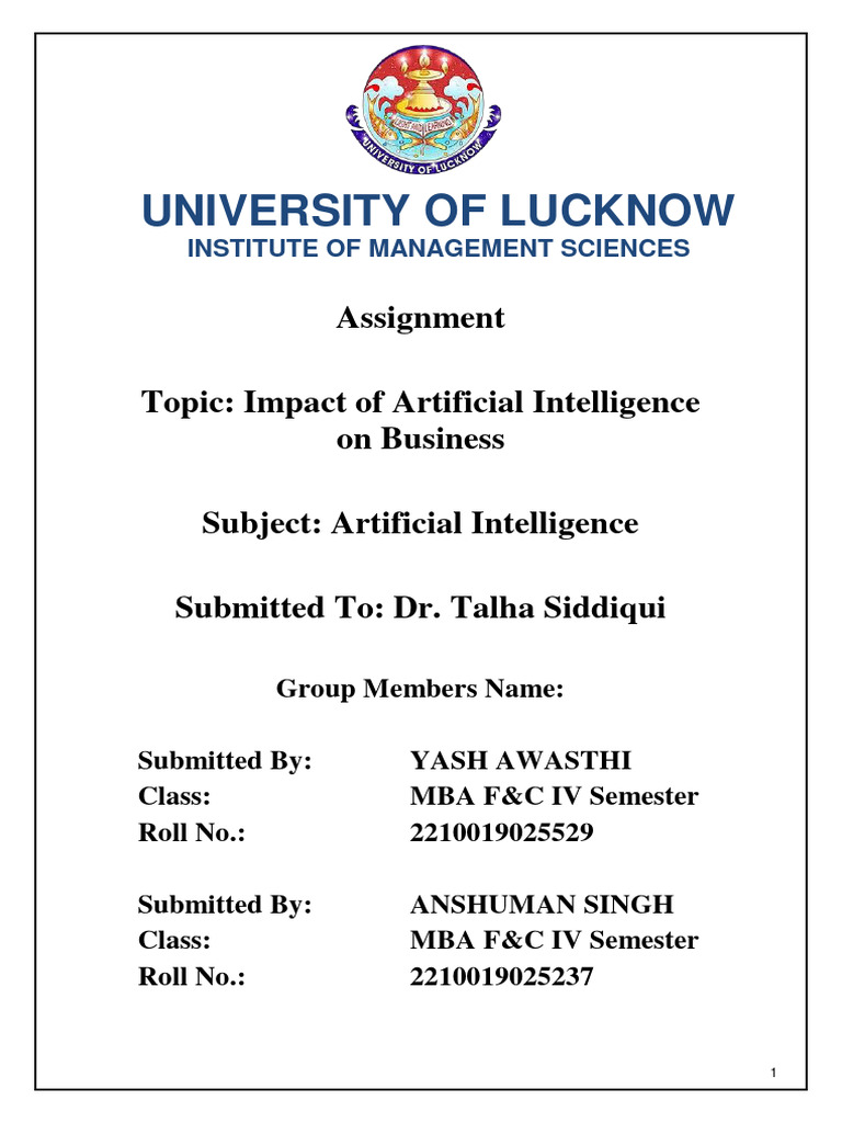YASH AND ANSHUMAN Impact of AI in Business | Download Free PDF | Artificial Intelligence ...