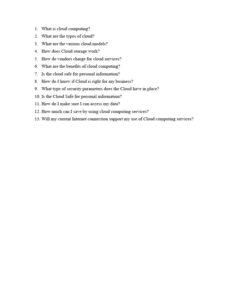 Cloud Computing Questions | PDF