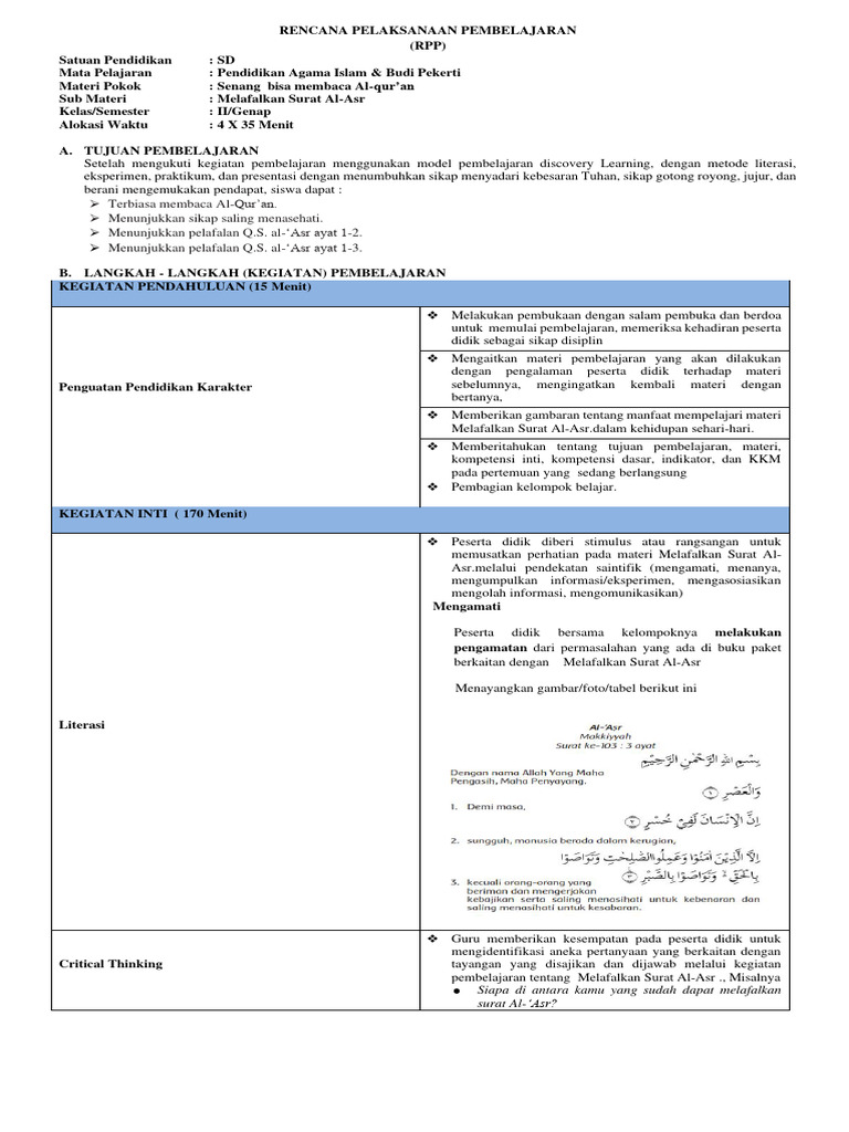 RPP Observasi 2024 | PDF
