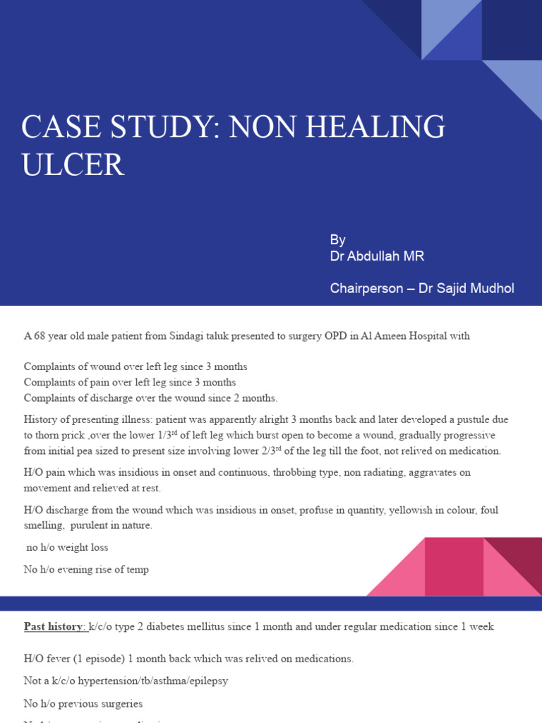 Chronic Non-Healing Ulcer Case Study | PDF | Wound | Vein