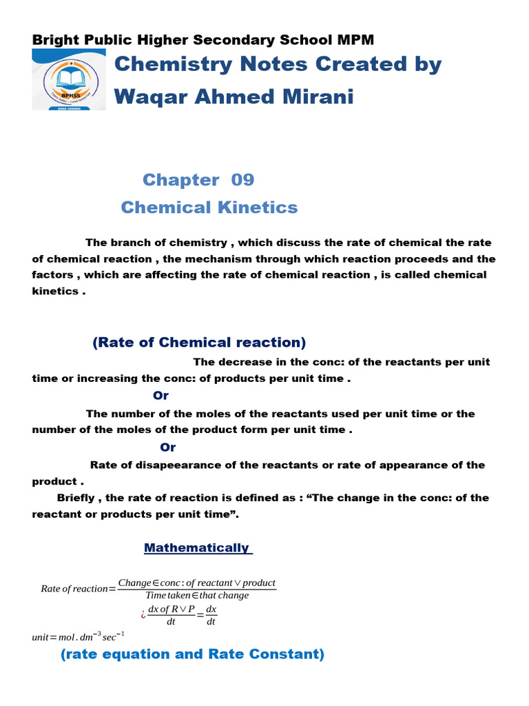 Chapter 09 Chemical Kinetics | PDF | Reaction Rate | Catalysis