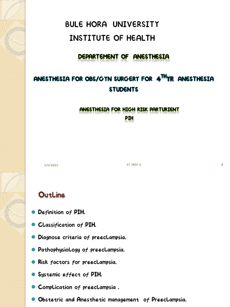 Anesthesia for PIH & Non-obs Surgery.ab | PDF | Anesthesia | Fetus
