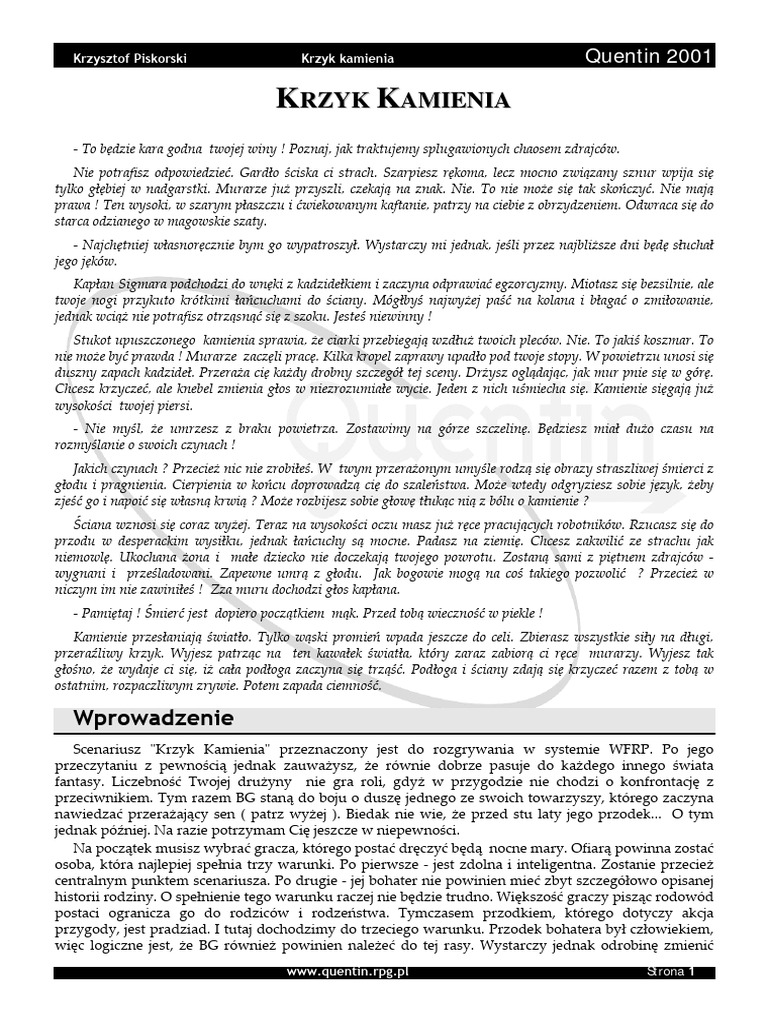 WFRP - Krzyk Kamienia (PL) | PDF