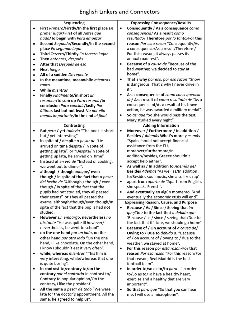 English Connectors Conversation Topics Dialogs - 45433 | PDF