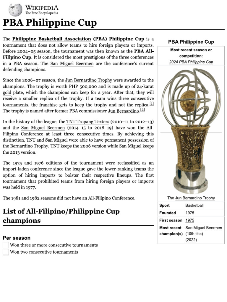 PBA Philippine Cup | PDF