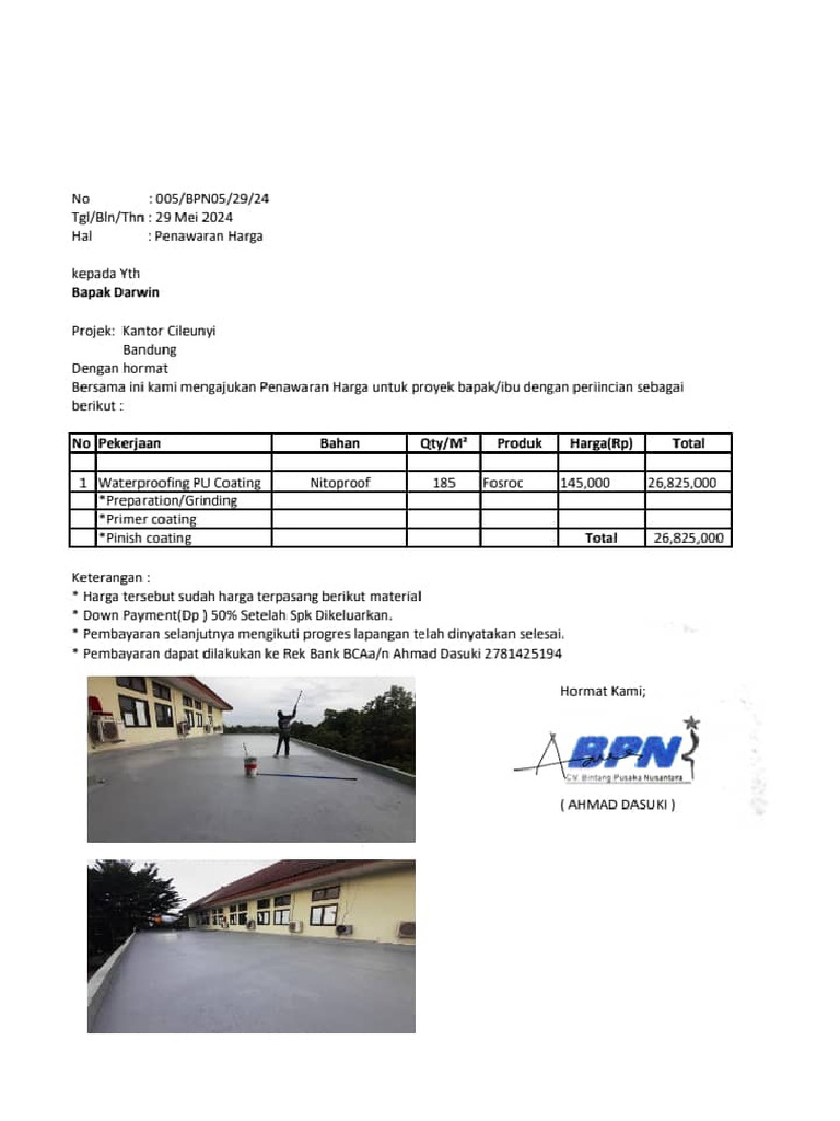 Penaran Waterproofing Coatig | PDF