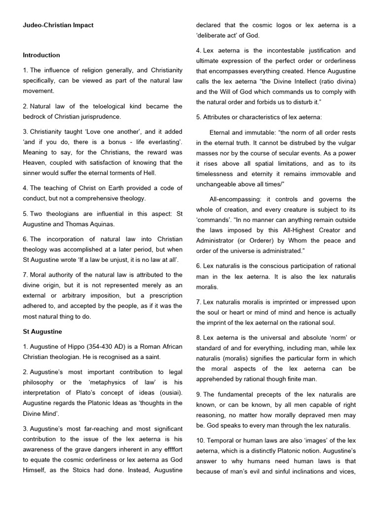 Chapter 7 (Judeo-Christian Impact) | PDF | Thomas Aquinas | Natural Law