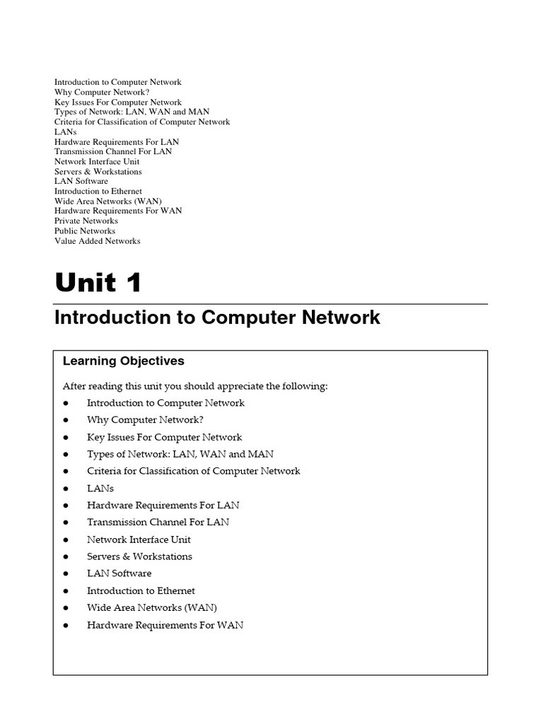 CN NOTES - UNIT-1 | PDF | Ethernet | Computer Network