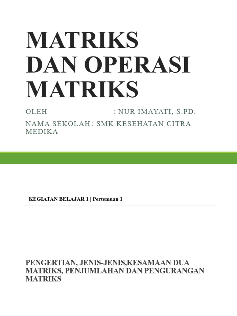 Lampiran Bahan Ajar Matriks | PDF
