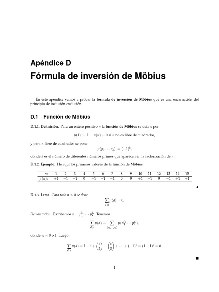 Fórmula de Inversión de Möbius | PDF | Matemáticas | Números