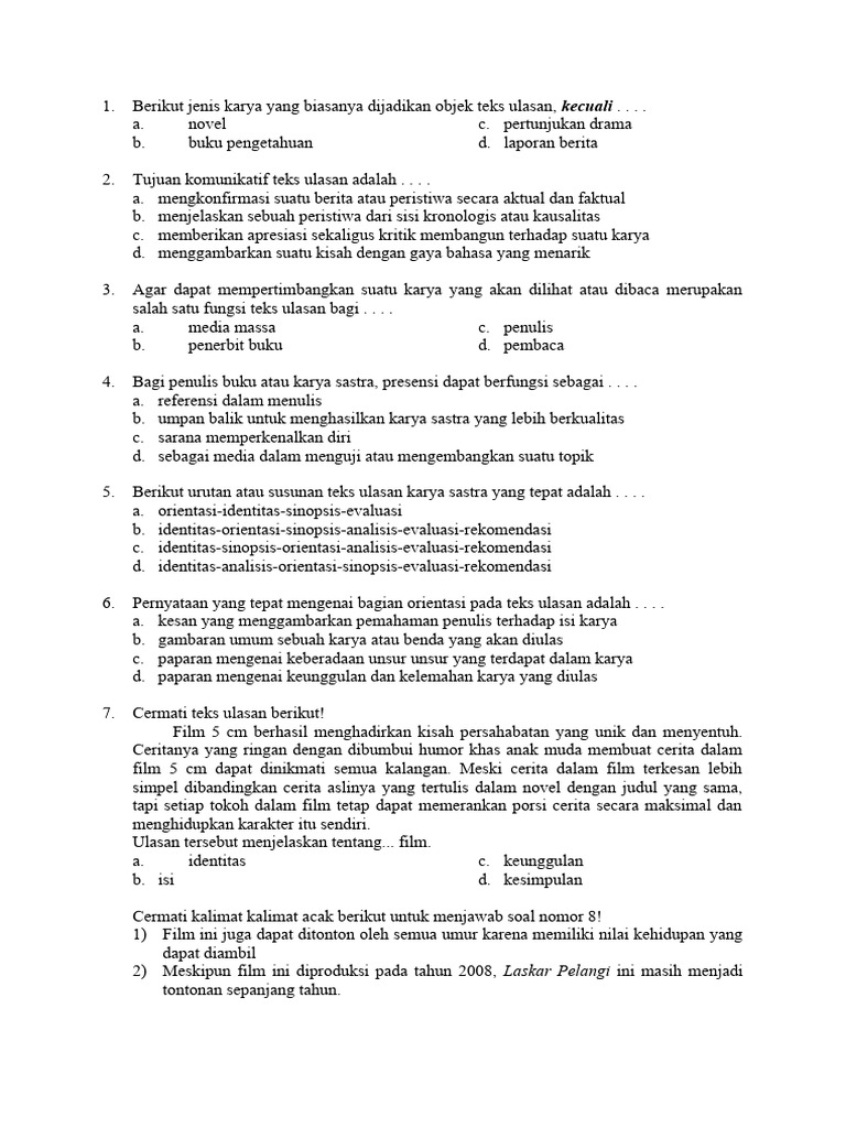 Soal Bahasa | PDF | Fiksi Umum | Kajian Bahasa Asing