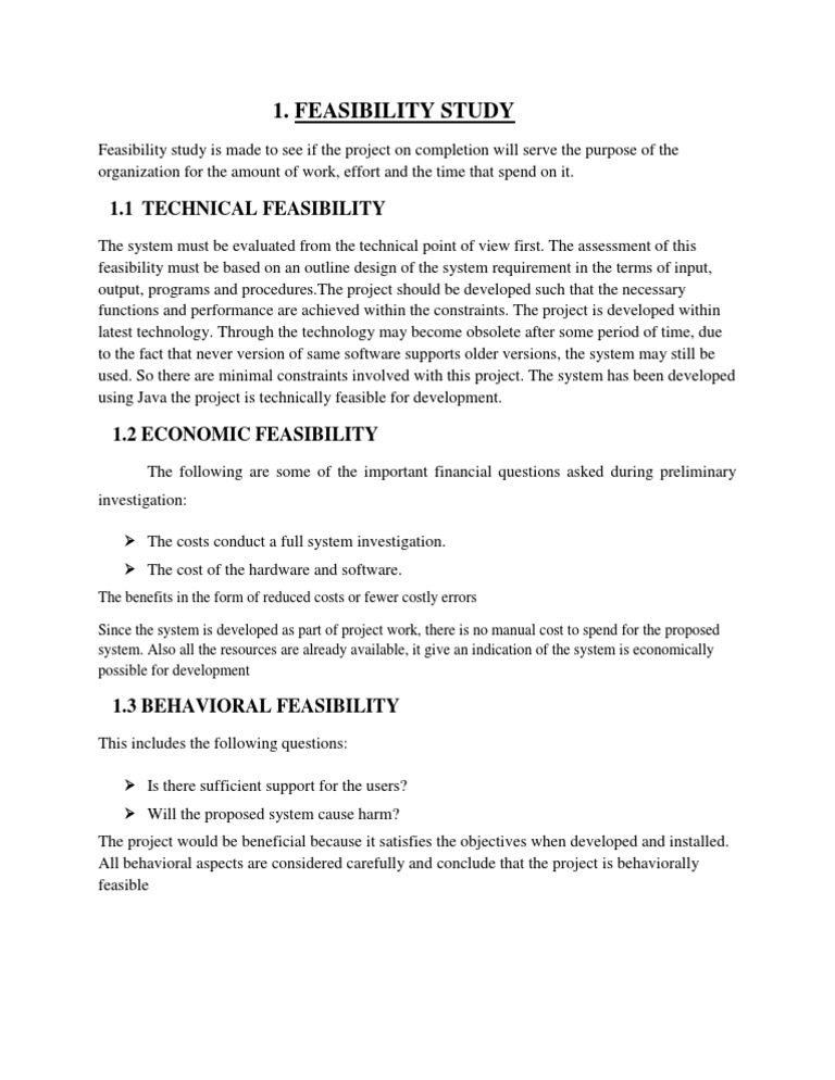 Feasibility Study For Project Development Pdf