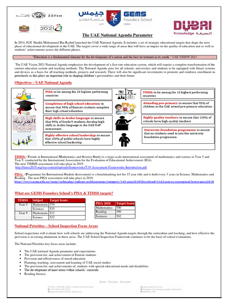 UAE National Agenda for Education 2030 | PDF | Programme For ...