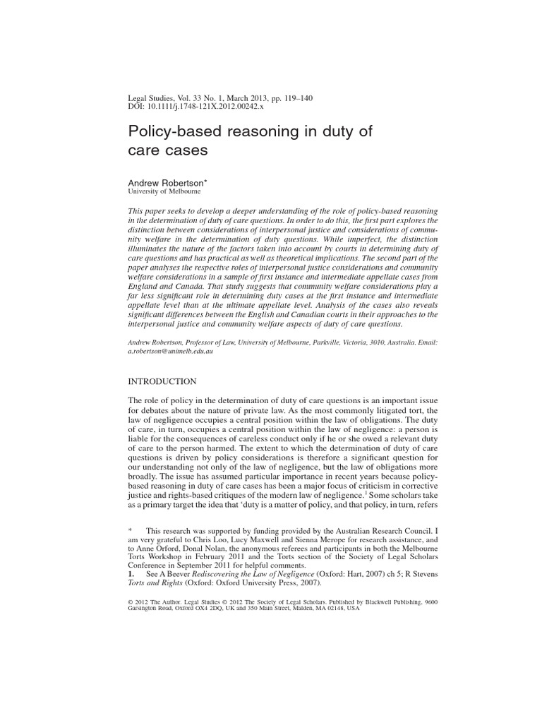 AR - Policy Based Reasoning | PDF | Duty Of Care | Negligence