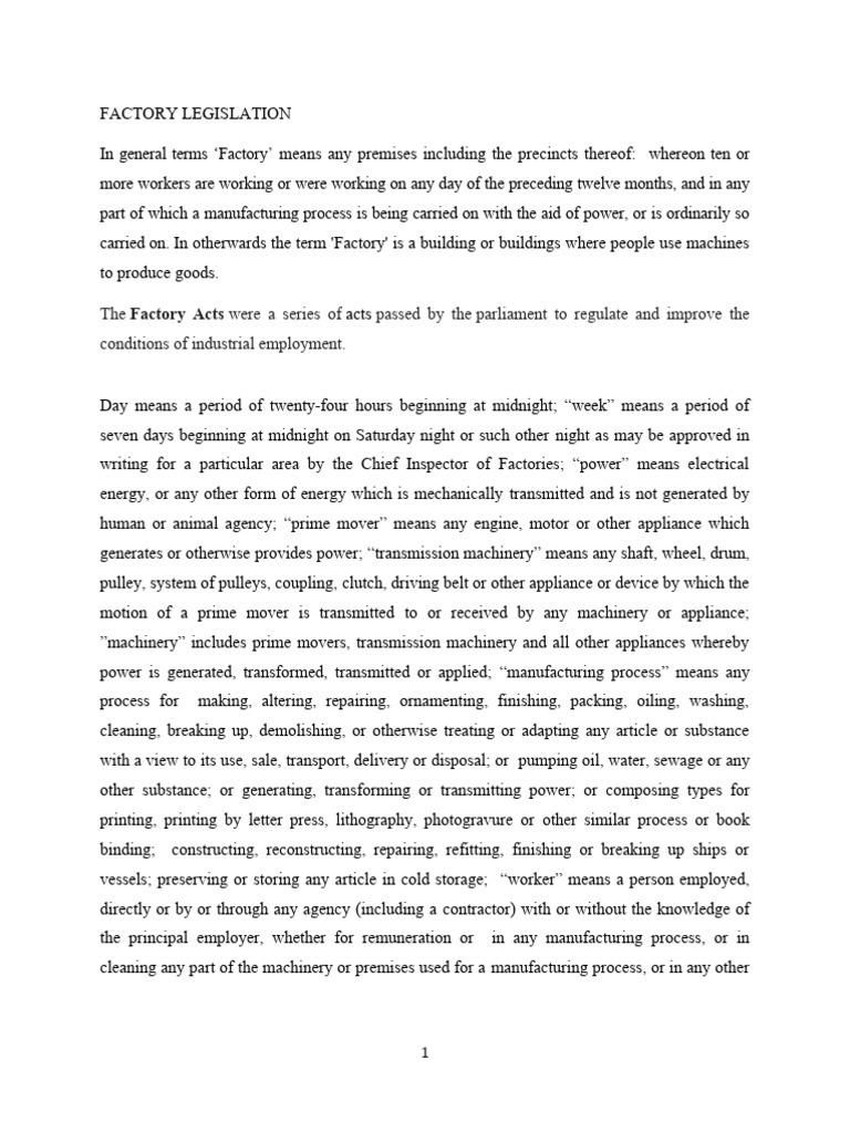 Factory Acts (AutoRecovered) | PDF | Engines | Risk