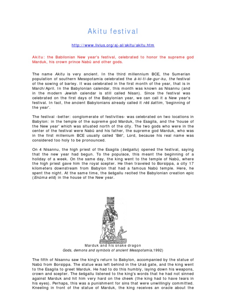 Akitu Festival | PDF | History