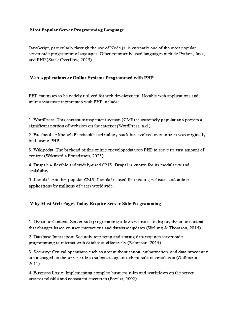 Top Server-Side Programming Languages | PDF | Dynamic Web Page | Web Development