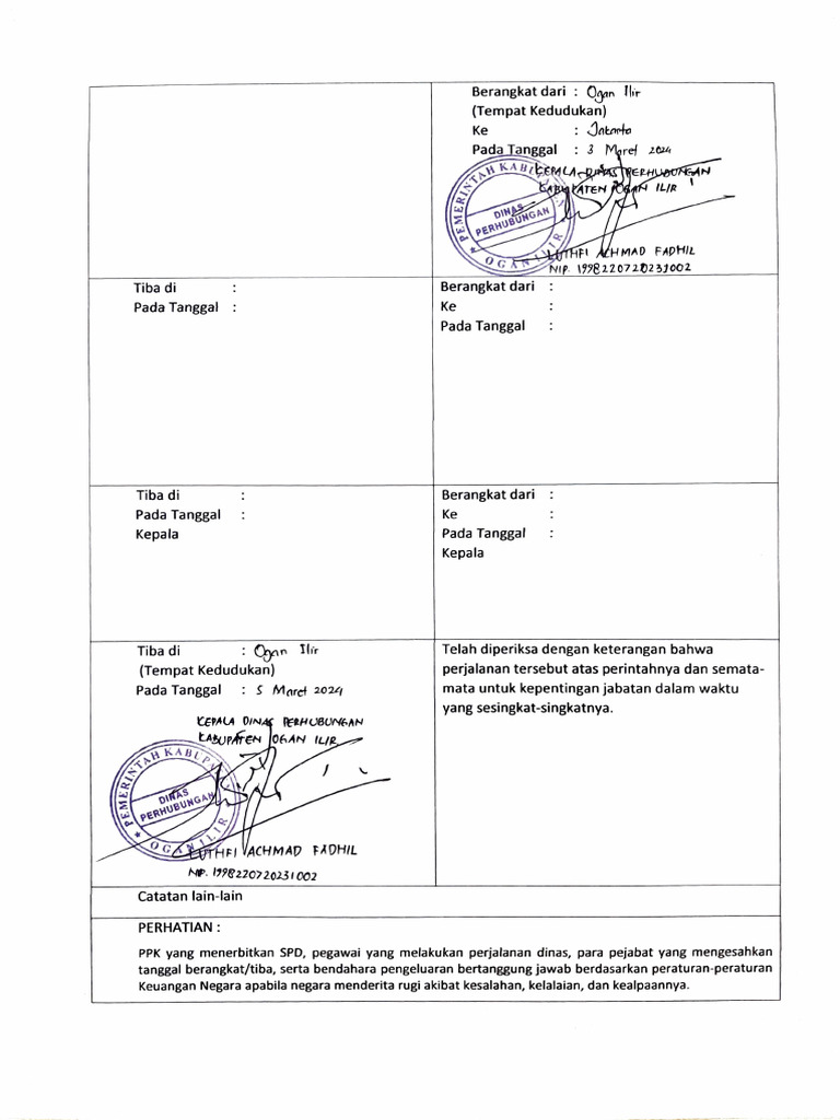 Contoh dan Prosedur SPPD Dinas | PDF