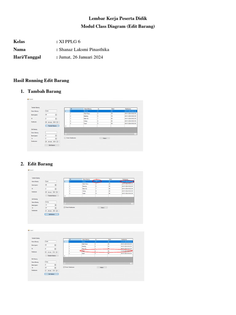 LKPD Class Diagram (Edit Barang) | PDF