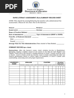Rapid Literacy Assessment Rla Summary Record Sheet | PDF | Learning ...