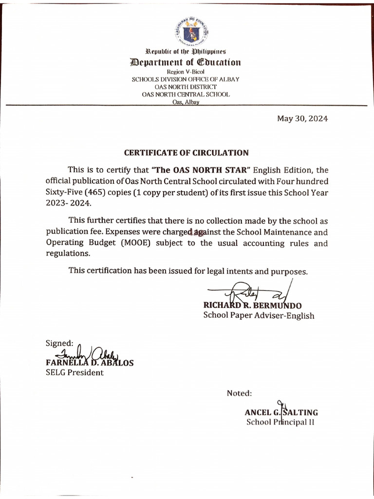 Certificate of Circulation | PDF