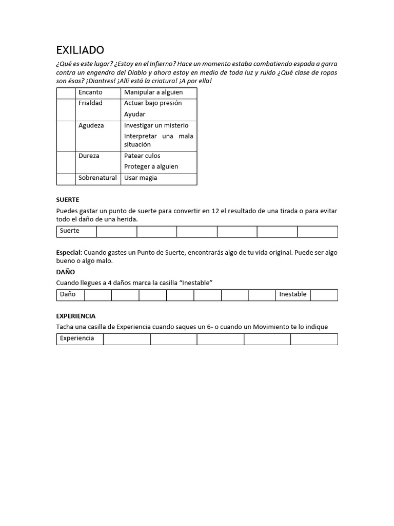 Exiliado - Exile - Monster of The Week (PbtA) | PDF