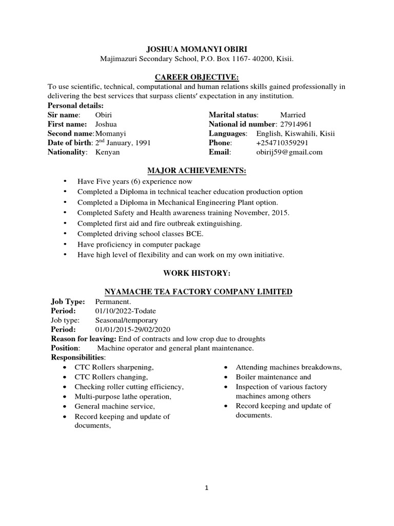 MY UPDATED CV | Download Free PDF | Machines