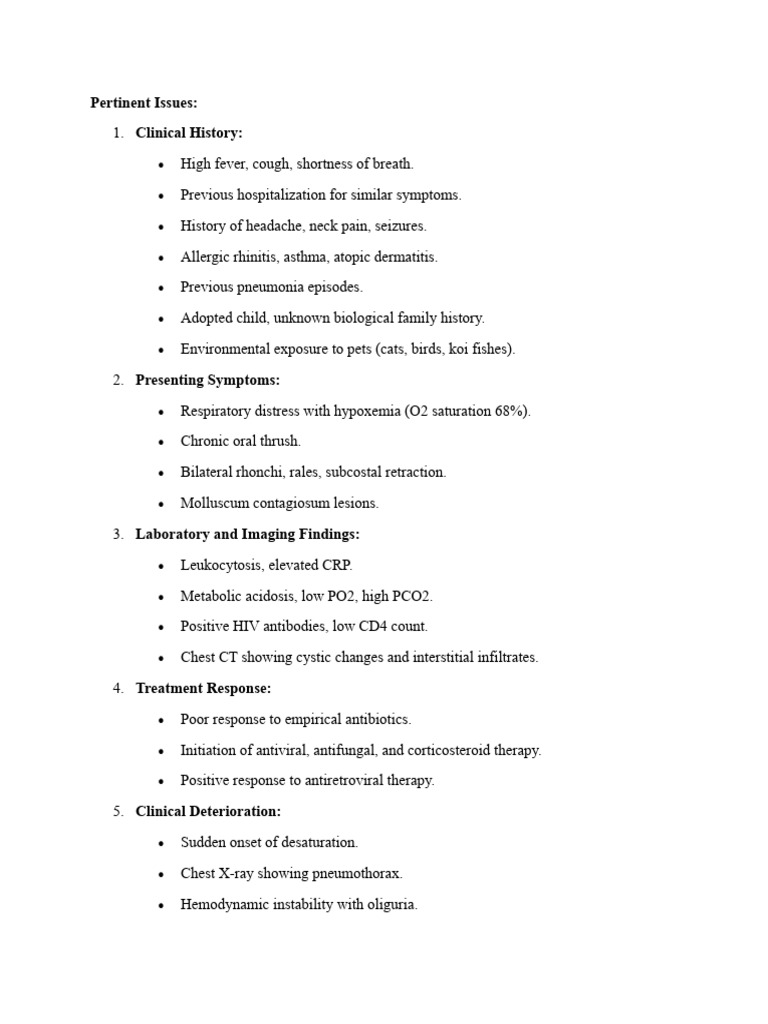 Pertinent Issues | PDF | Pneumonia | Infection