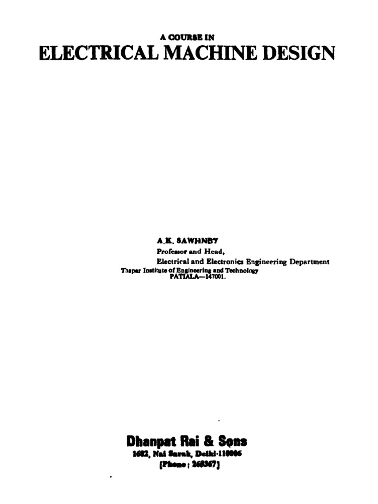 A Course in Electrical Machine Design - A K Sawhney | PDF