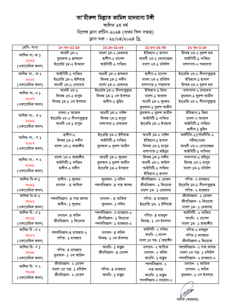 Routine Alim Spcial 2024 28.4.24 | PDF
