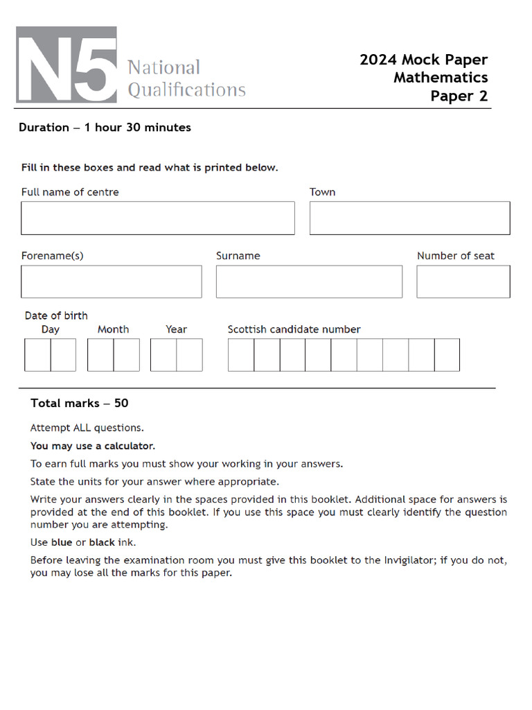 2024 Mock Exam Paper 2 | Download Free PDF | Circle | Carbon Dioxide
