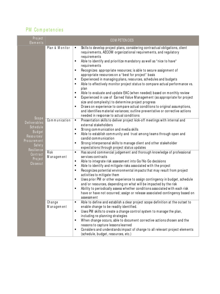 Pm Competencies Pdf Risk Business
