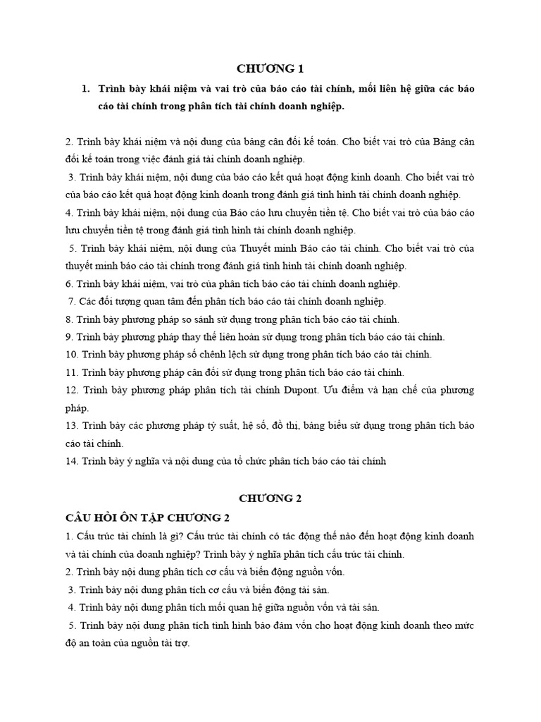 Đề cương PH BCTC | PDF