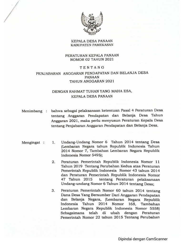 Apbdes 2021 Panaan-4 | PDF